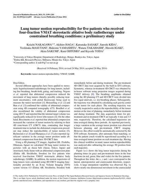 Pdf Lung Tumor Motion Reproducibility For Five Patients Who Received