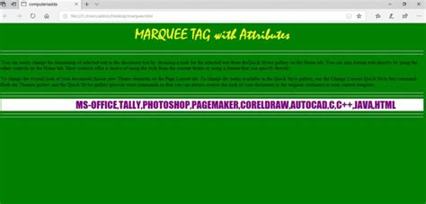 Html Telugu Tutorials Part 8 Marquee Tag With Attributes