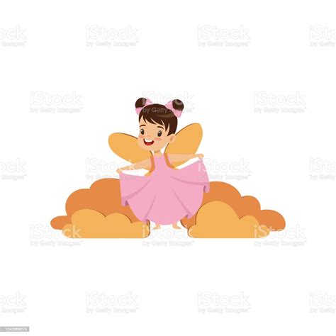 귀여운 소녀는 흰색 바탕에 골 판지 상자 벡터 일러스트 레이 션의 만든 의상에서 사랑 스러운 아이 요정 재생 귀여운에 대한 스톡 벡터 아트 및 기타 이미지 Istock