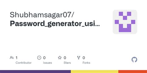 Github Shubhamsagar Password Generator Using Js