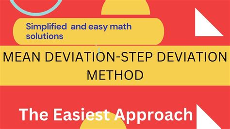 Mean Deviation Step Deviation Method Youtube