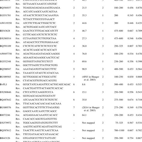 Ssr Markers Information Download Table