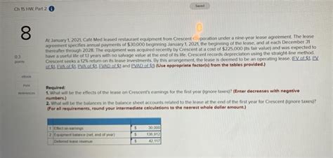 Solved Saved Ch 15 HW Part 2 8 03 Point At January 1 2021 Chegg Com