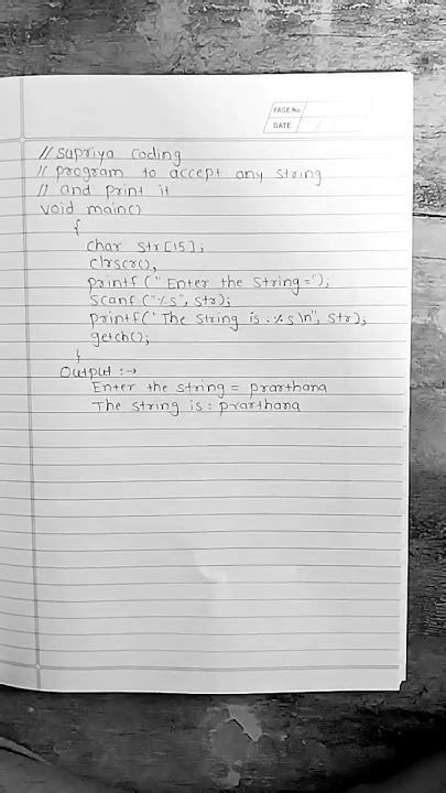 String Program To Accept Any String And Print It C Language Supriya Coding Shorts