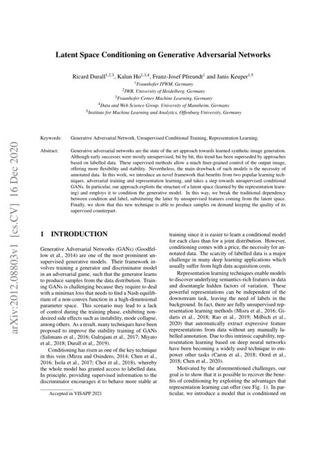 Pdf Latent Space Conditioning On Generative Adversarial Networks