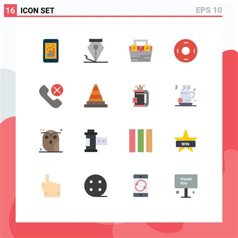 User Interface Pack Of 16 Basic Flat Colors Of Call Symbolism Bag Sign
