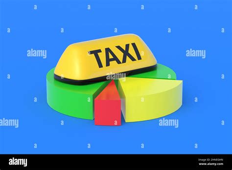 Yellow Taxi Sign Near Pie Graph Passenger Traffic Statistics