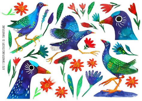 Purple Gallinule Bird Planner Stickers Marsh And Swamp Bird Planner
