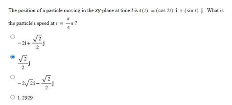 Solved The Position Of A Particle Moving In The Xy Plane At Chegg