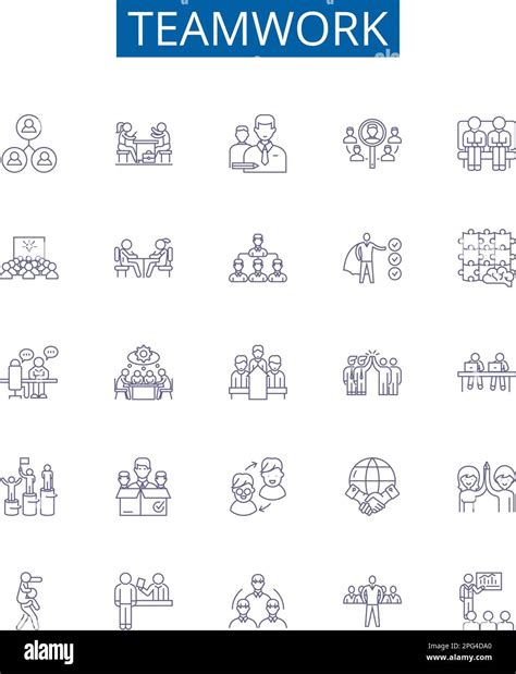Teamwork line icons signs set. Design collection of Collaboration, Cooperation, Synergy ...