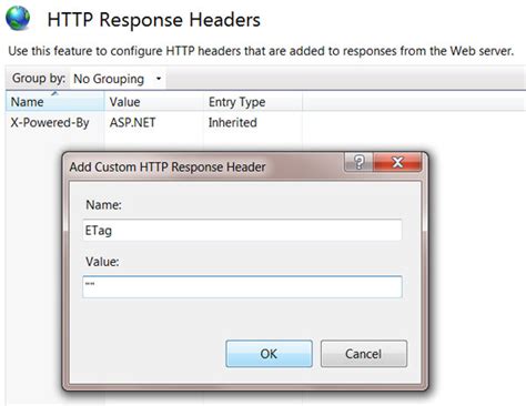 Configure Entity Tags ETags On IIS7