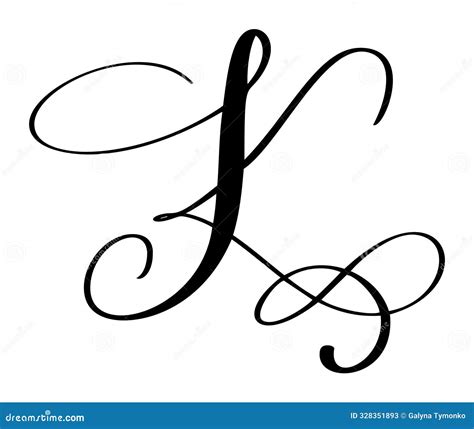 Hand Drawn Vector Calligraphy Letter Capital K Script Font Logo Initials Stock Vector