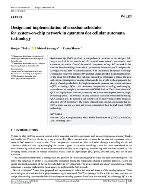 pdf design and implementation of crossbar scheduler for system on