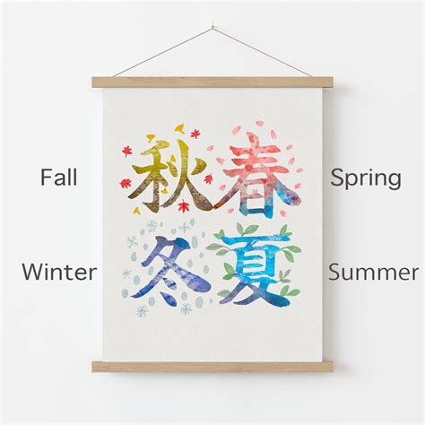 The Four Seasons Japanese Calligraphy Japanese Art Japanese Wall