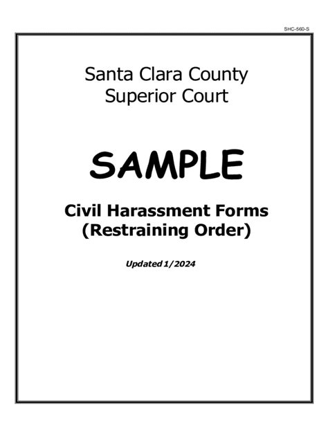 Fillable Online Civil Harassment Restraining Order Forms Santa Clara