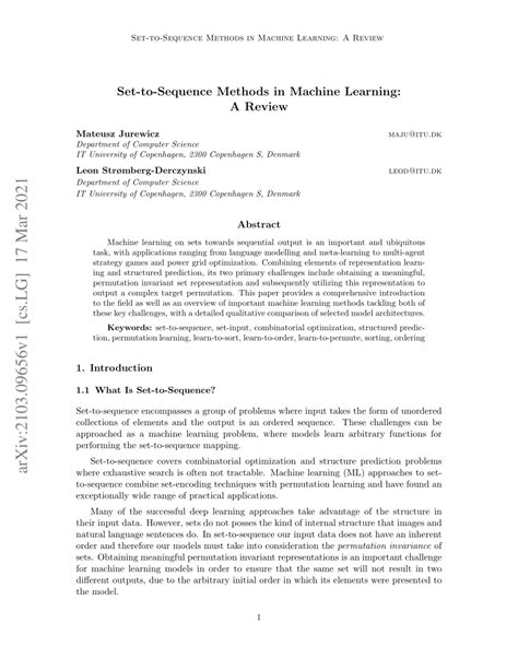 PDF Set To Sequence Methods In Machine Learning A Review