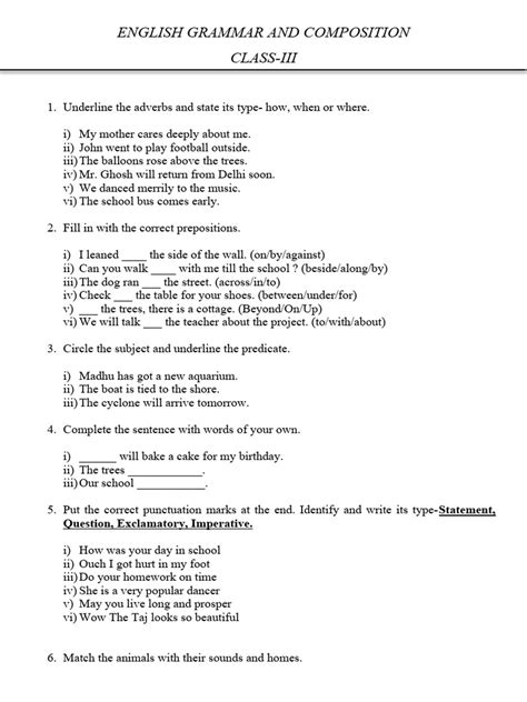 Grammar Class 3 Pdf