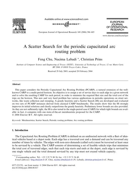 Pdf Heuristics For The Periodic Capacitated Arc Routing Problem