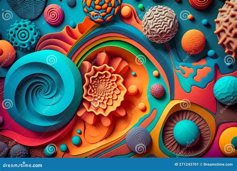 Trendy Design Template With Plasticine And 3d Geometric Shapes Abstract Orange Blue Sculptural