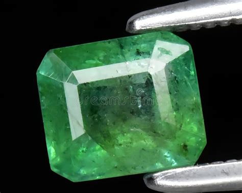 Natural Green Emerald Beryl Gem On The Background Stock Image Image