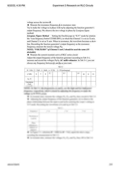 SOLUTION Experiment Research On Rlc Circuits Studypool