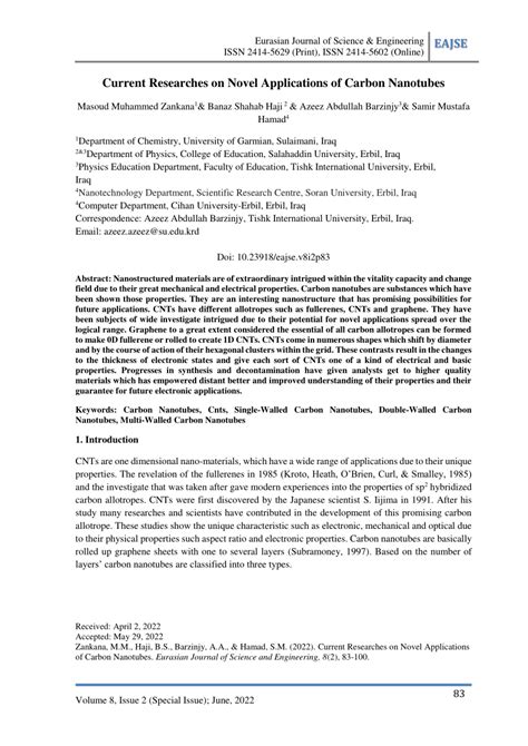 [pdf] Current Researches On Novel Applications Of Carbon Nanotubes