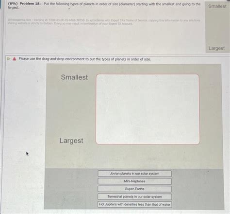 solved 6 problem 18 put the following types of planets