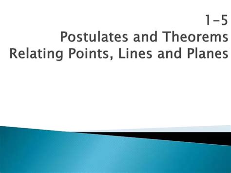 Ppt 1 5 Postulates And Theorems Relating Points Lines And Planes Powerpoint Presentation Id