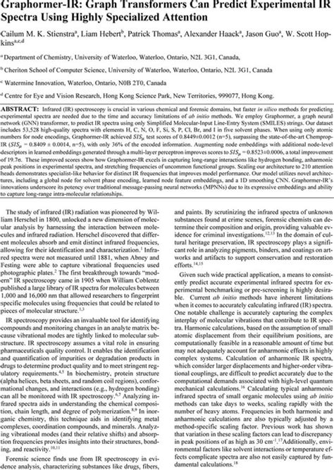 Graphormer Ir Graph Transformers Can Predict Experimental Ir Spectra Using Highly Specialized