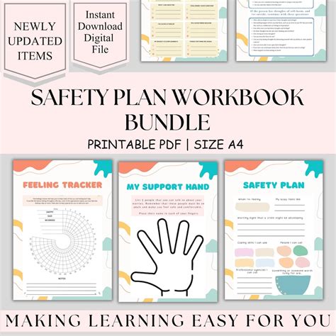 Safety Plan Worksheets Crisis Plan Workbook Counseling Tool Bpd