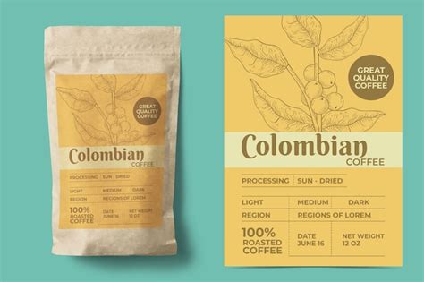 Free Vector Hand Drawn Coffee Label Design Template