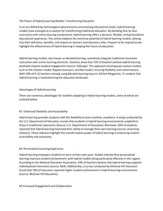 The Power Of Hybrid Learning Models Pdf PDF