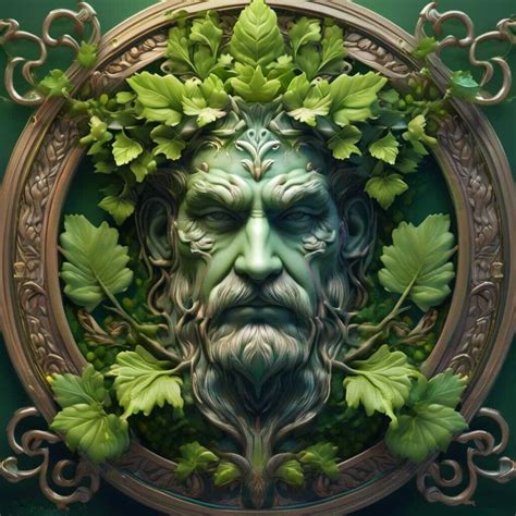 Green Man Canvas Wall Art Celtic Forest Spirit Wall Decor Pagan