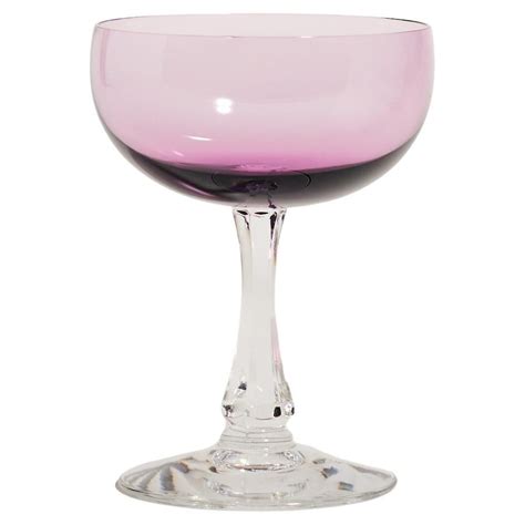 Smoke Gray Faceted Stem Cocktail Glasses Set Of Six At 1stdibs