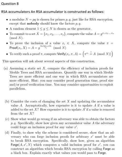 Question 8 Rsa Accumulators An Rsa Accumulator Is
