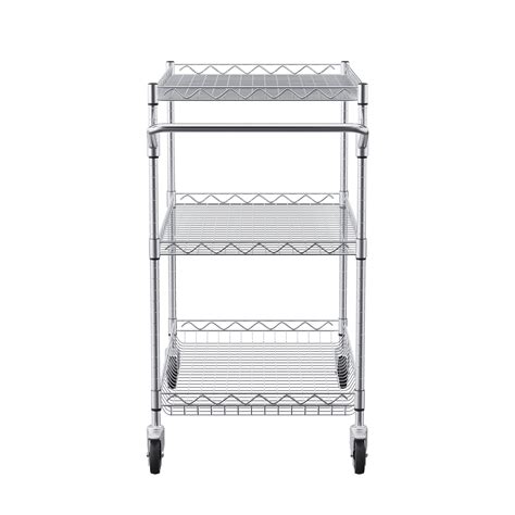 Vevor Kitchen Utility Cart 3 Tiers Wire Rolling Cart With 661lbs