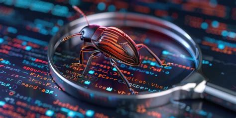 Solving Bugs A Programmer Carefully Examining Code For Errors In A