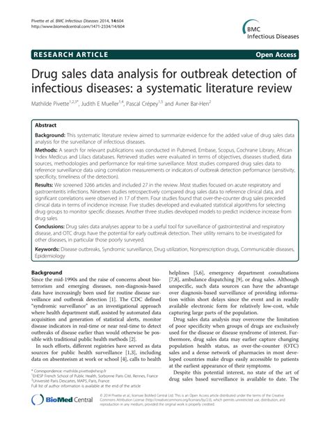 Pdf Drug Sales Data Analysis For Outbreak Detection Of Infectious