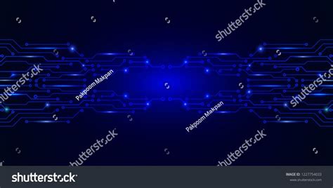 Circuit Board Technology Cpu Microprocessor Interface Connection Vector Background Blue