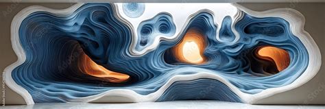 3d Figures Dissolving Into 2d Patterns Abstract Mural Where Detailed 3d