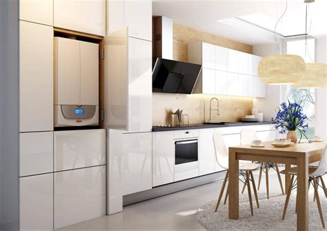 Газовый котел на кухне в интерьере настенный спрятать - 82 фото