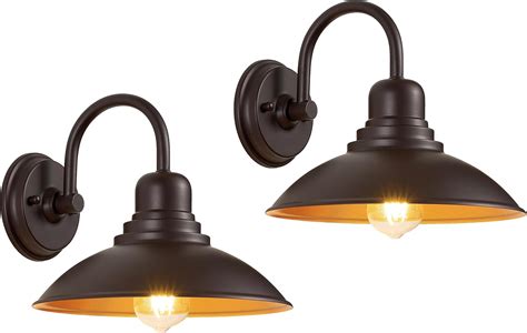 Goldhill 105 Bronze Gooseneck Metal Outdoor Barn Light 2 Pack Powder