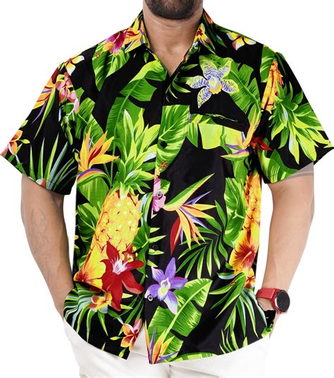 La Leela Mens Hawaiian Shirts Short Sleeve Button Down Shirt Mens