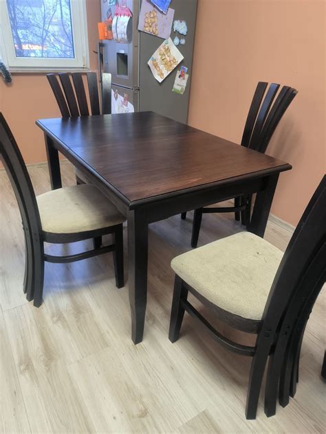 Маса и 4 стола от естествено дърво гр София Младост 2 • Olx Bg