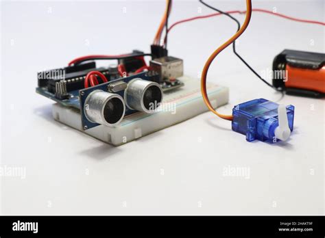 Ultrasonic Distance Sensor And A Micro Servo Project Showing