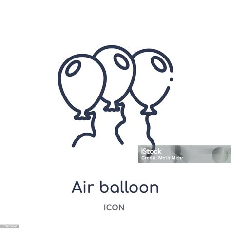 생일 및 파티 개요 컬렉션에서 선형 공기 풍선 아이콘입니다 얇은 라인 공기 풍선 아이콘 흰색 배경에 고립입니다 공기 풍선 유행 그림 날씬한에 대한 스톡 벡터 아트 및 기타