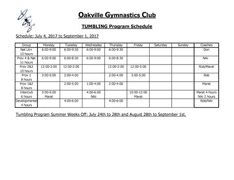 Oakville Gymnastics Club Tumbling Program