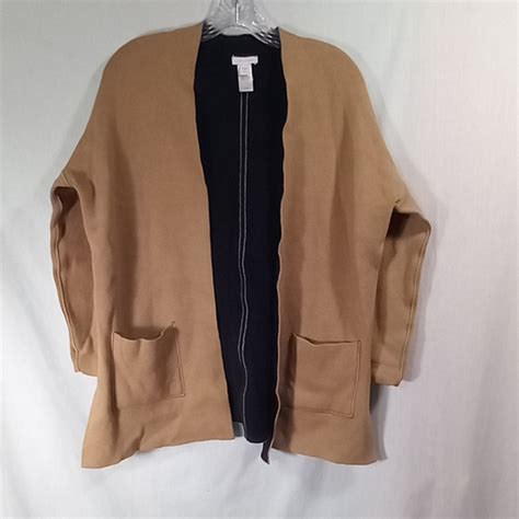 J Jill Sweaters Jjill Tan Black Majestic Reversible Double Faced