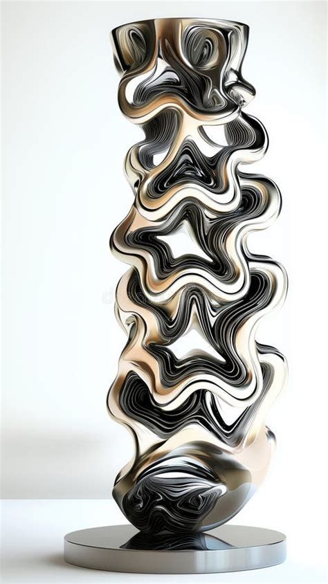 Elegant Abstract Sculpture With Swirling Black And White Patterns Stock Image Image Of Visual