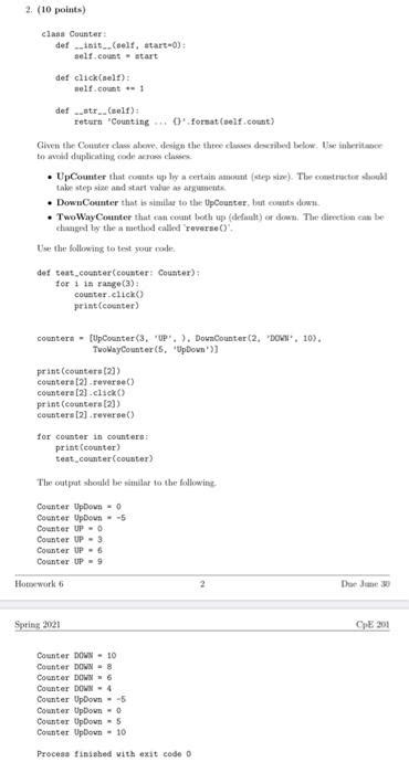 Solved 2 10 Points Class Counter Def 11 Coelf Start 0